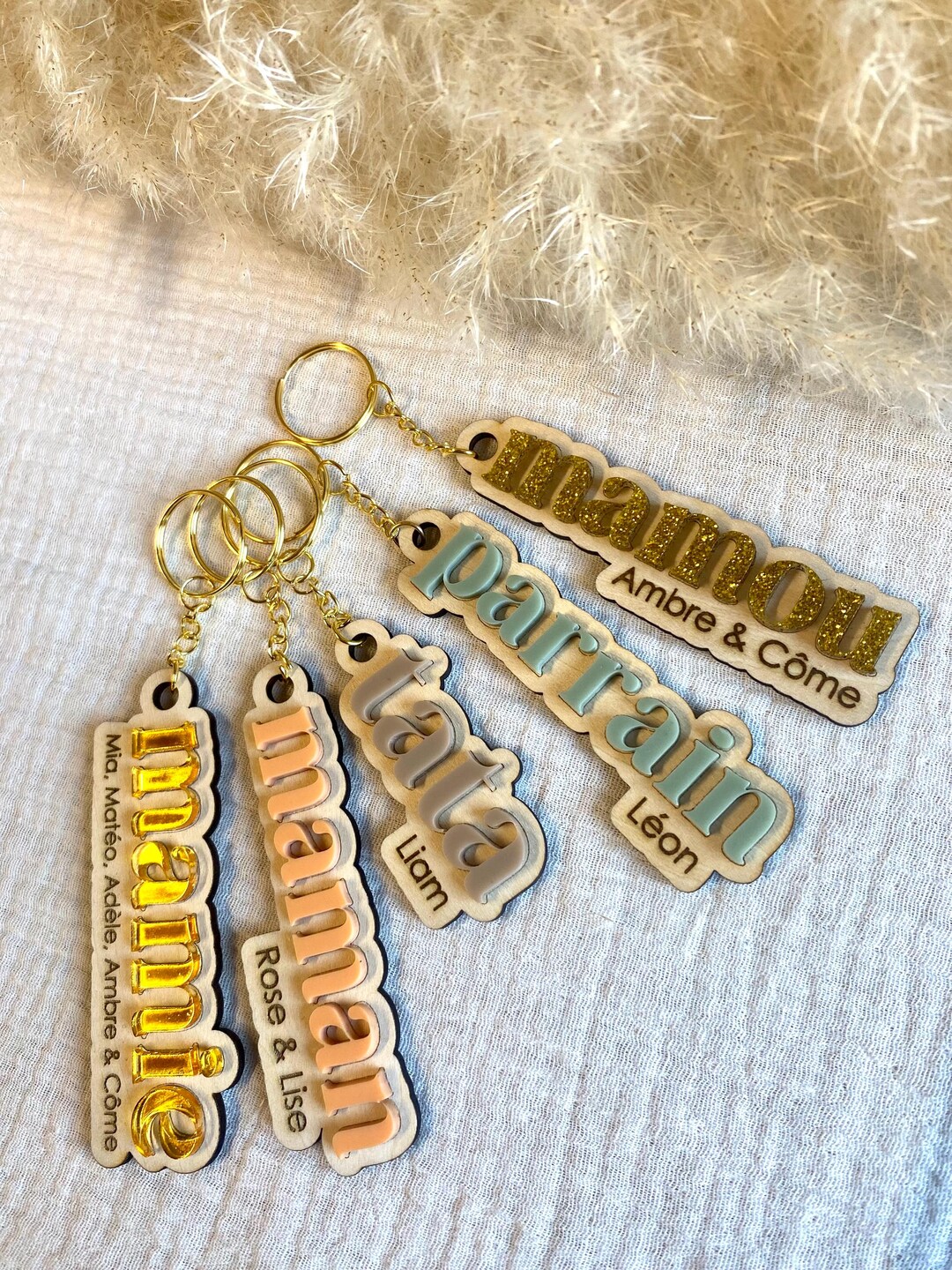 Personalized Key Ring in Wood and Acrylic/plexiglass - Etsy