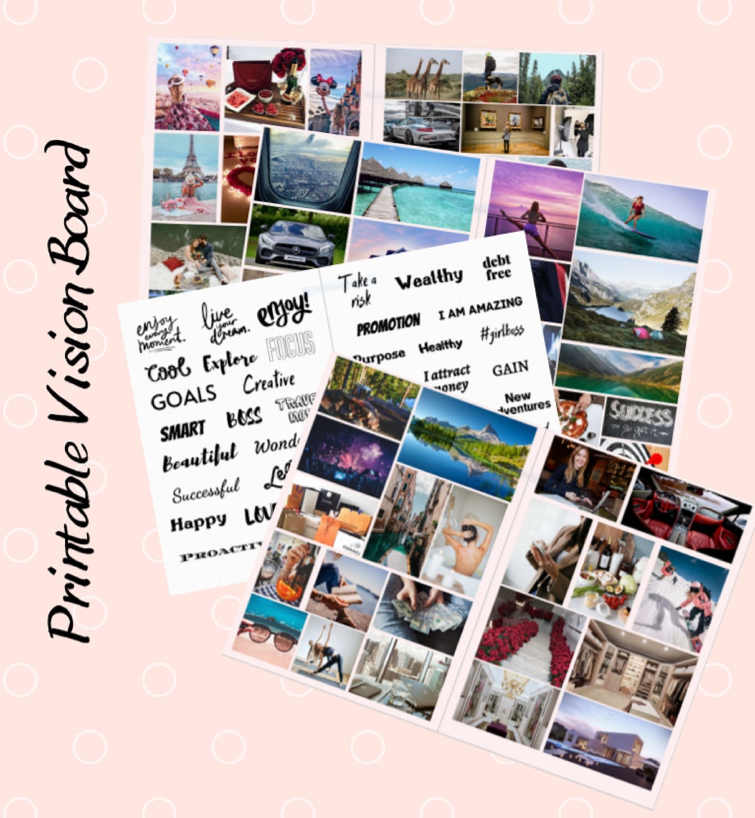 Printable Vision Board Clip Art Goal Setting Inspirational Etsy