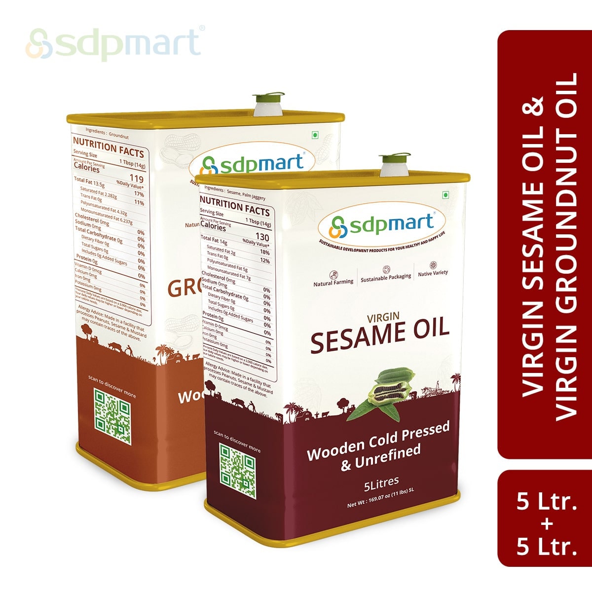 Virgin Cold Pressed Sesame & Peanut Oil Combo | 10 Liter Total - Etsy