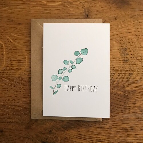 Watercolor Birthday Card happy Birthday Eucalyptus - Etsy
