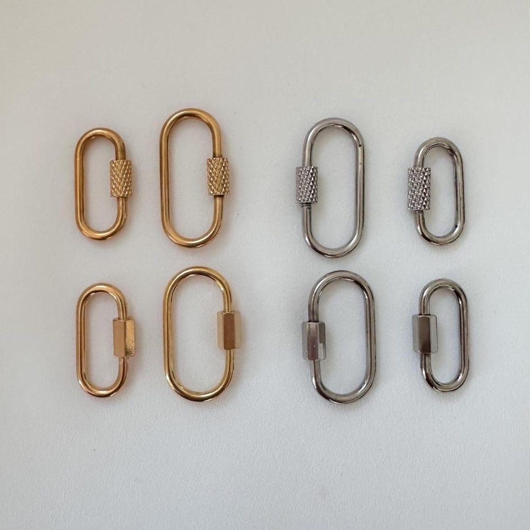 Stainless Steel Carabiner Charm Holder Locking Clasp Necklace Bracelet ...