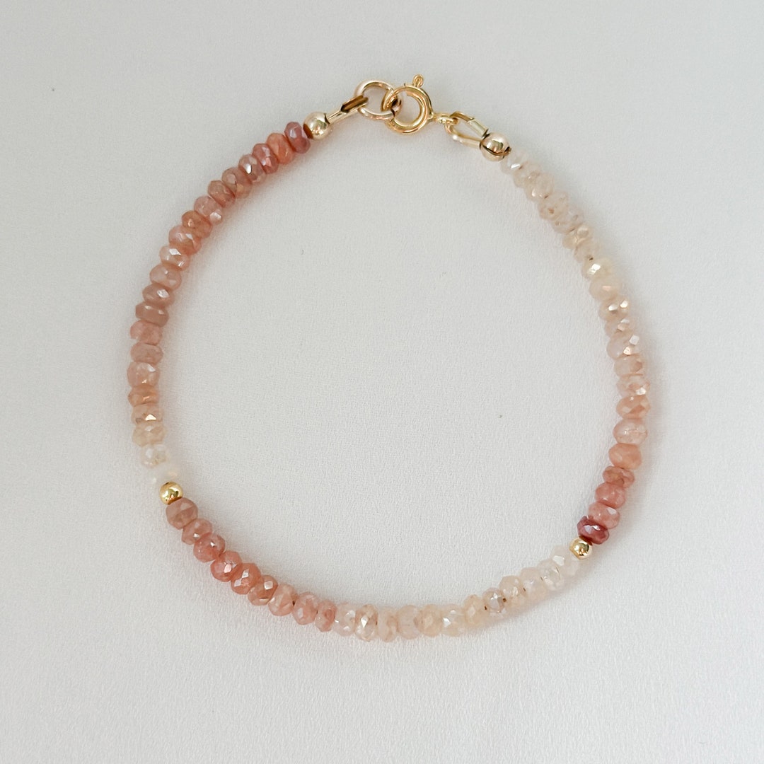 Divine Feminine Peach Moonstone Bead Bracelet Beaded Jewelry June ...