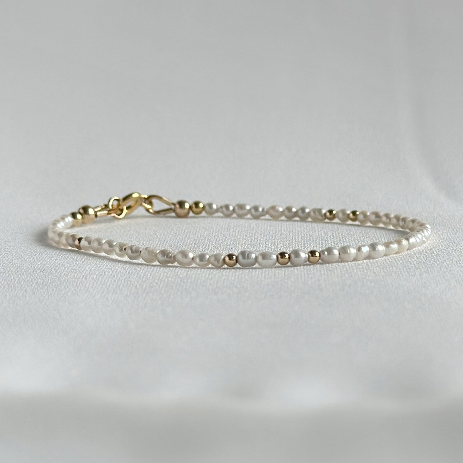 14k Pearl Bracelet Dainty June Birthstone Beaded Jewelry 14k Gold ...