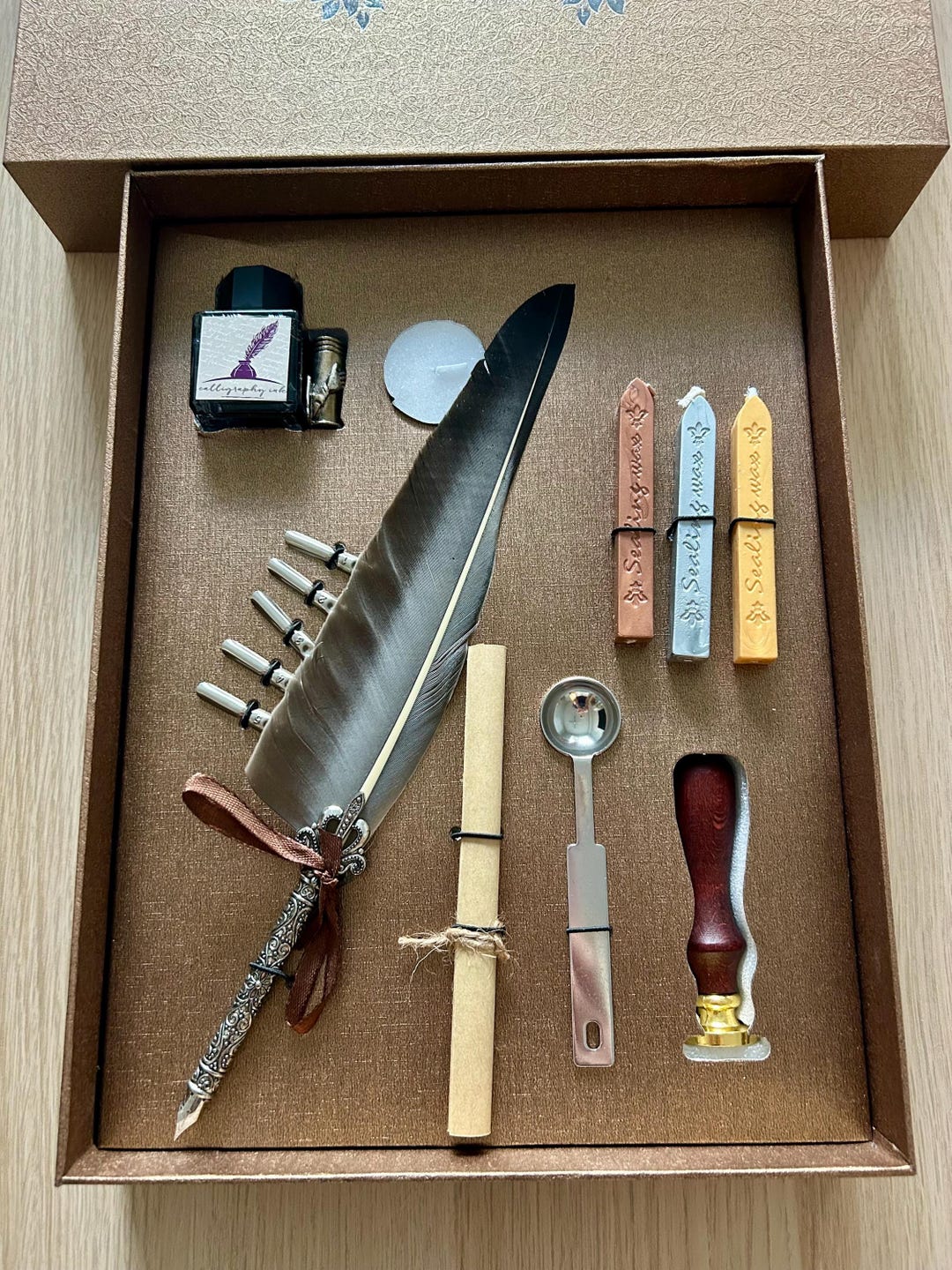 Elegant Calligraphy Feather Pen With Wax Seal & Stamp Set – the Perfect ...