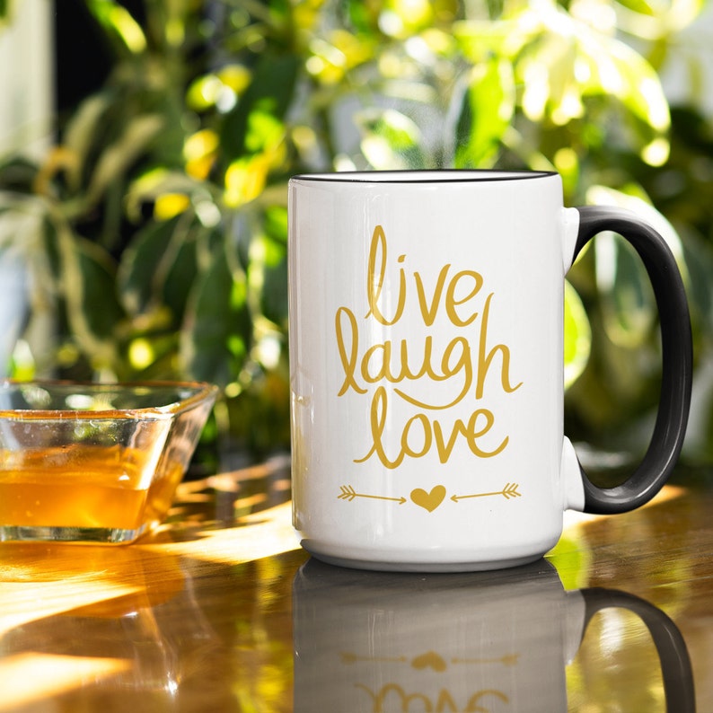 Live Laugh Love Coffee Mug 15 Oz Beautiful Two-tone Color | Etsy