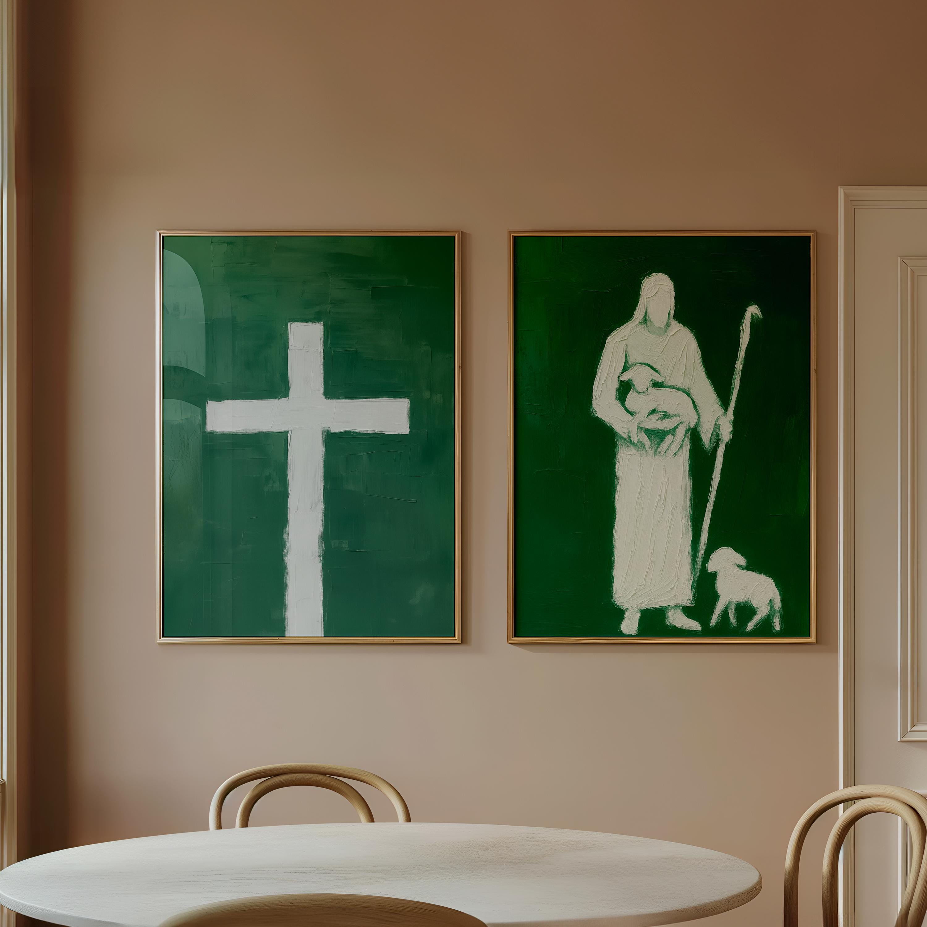Sage Green Christian Art Print Set: Jesus Leaves the 99 (digital ...