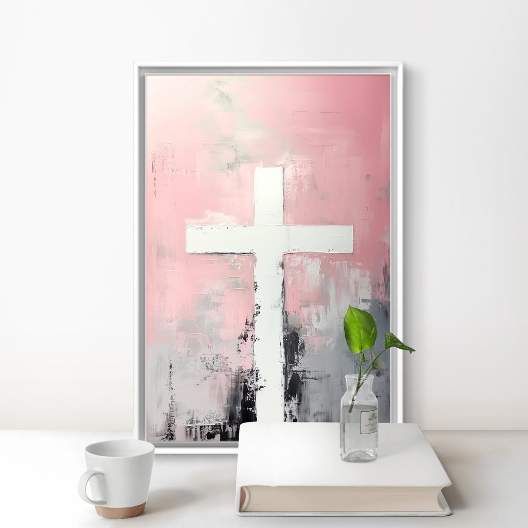 Pink Christian Cross Print: Modern Teen Girl Wall Art (digital Download ...