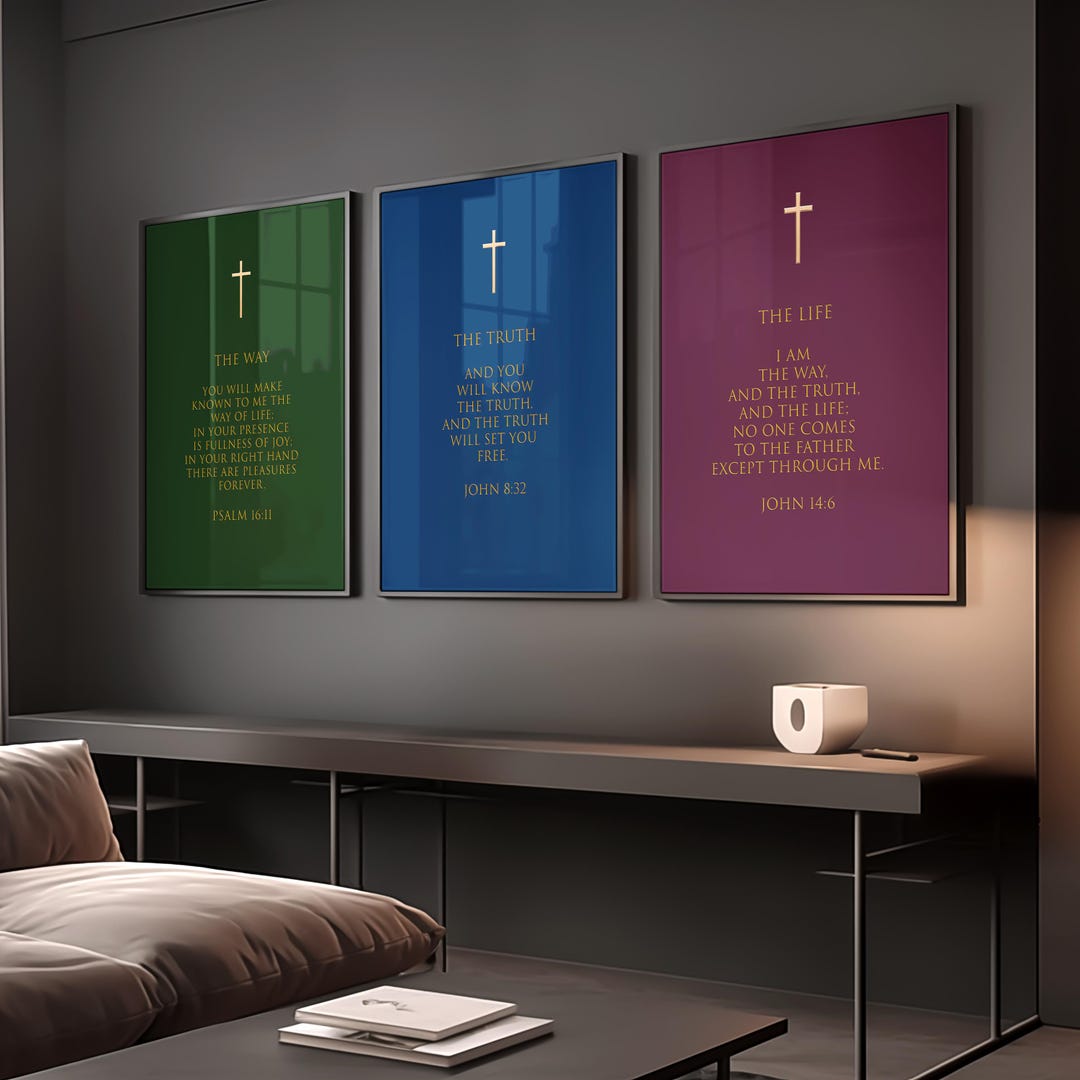 Set of 3 Christian Religious Wall Art Digital Prints Modern Christian ...