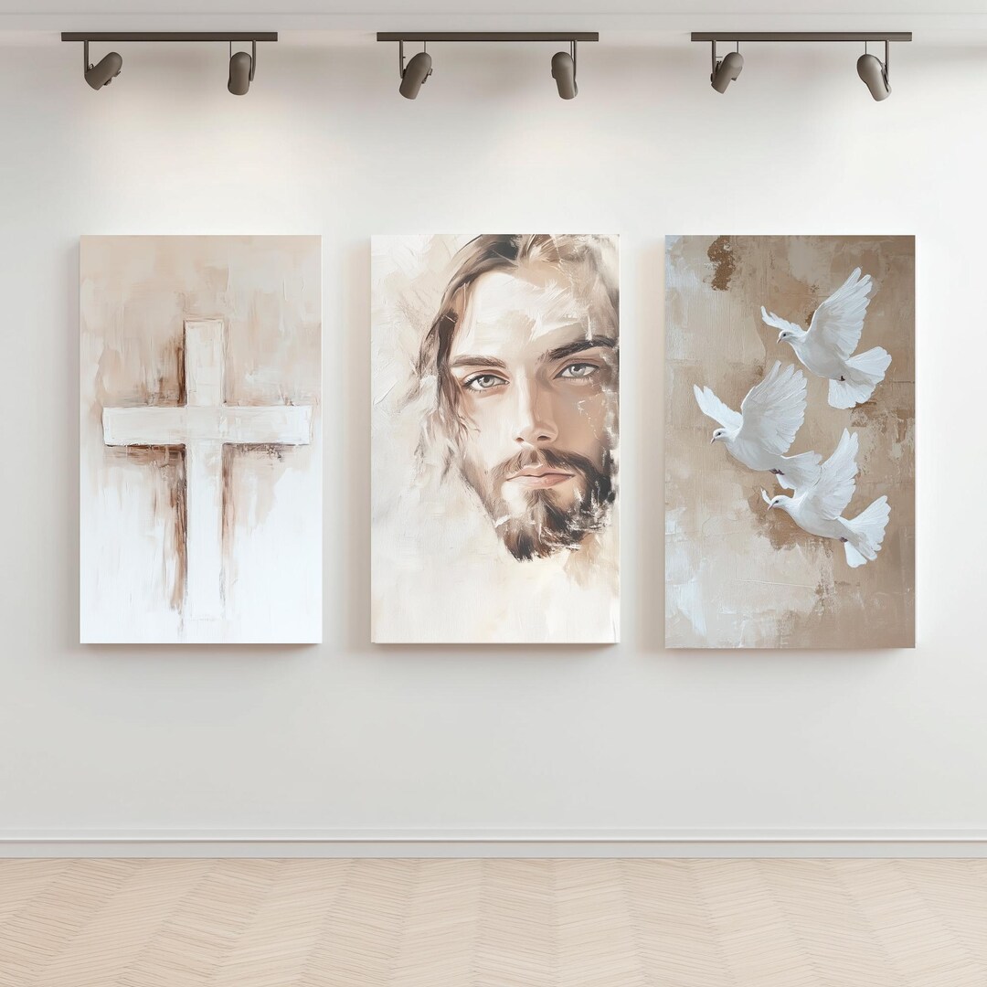 Set of 3 Christian Religious Wall Art Digital Prints Modern Christian ...