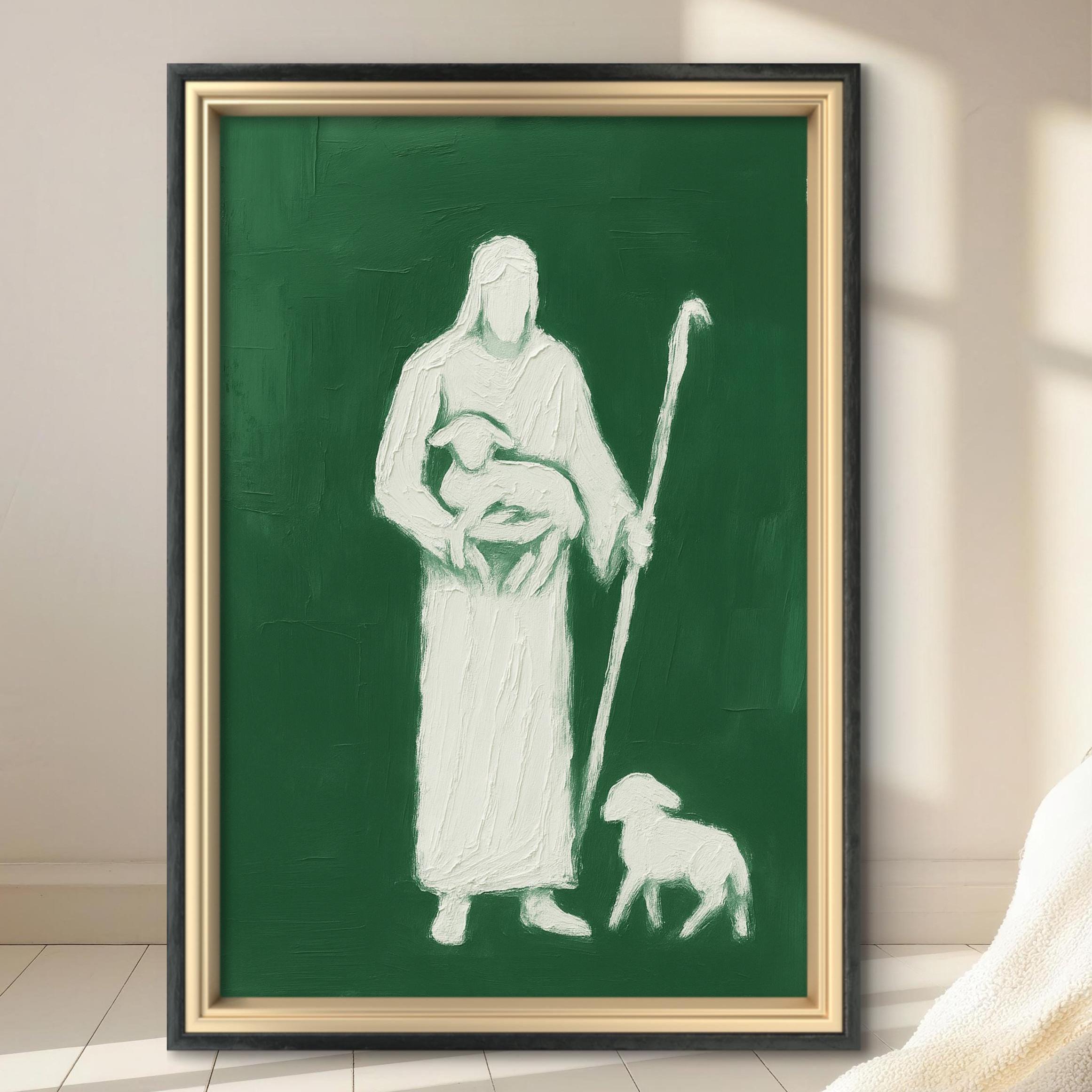 Sage Green Christian Art Print Set: Jesus Leaves the 99 (digital ...