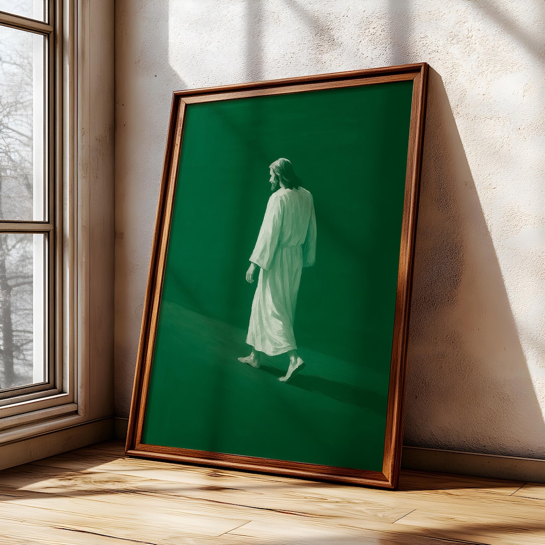 Sage Green Christian Art Print: Jesus Walk, Bible Verse (digital ...