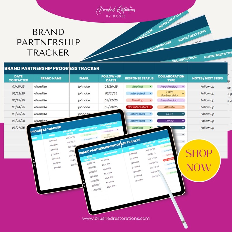 Brand Partnership Tracker | Digital Planner | Collaboration Organizer ...