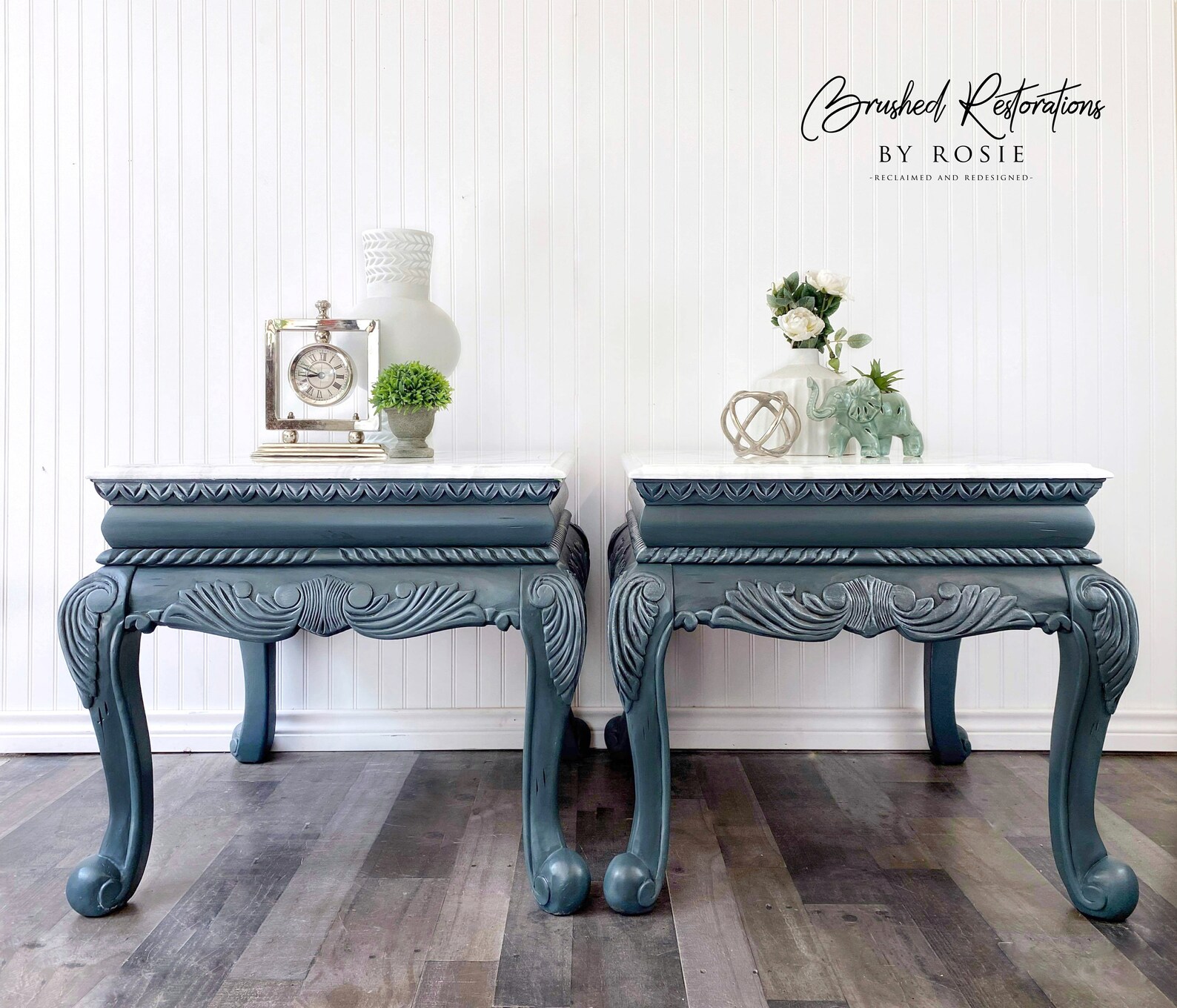 Rococo Side Table Pair. Ornate Set End Tables. Low Bedside Table ...