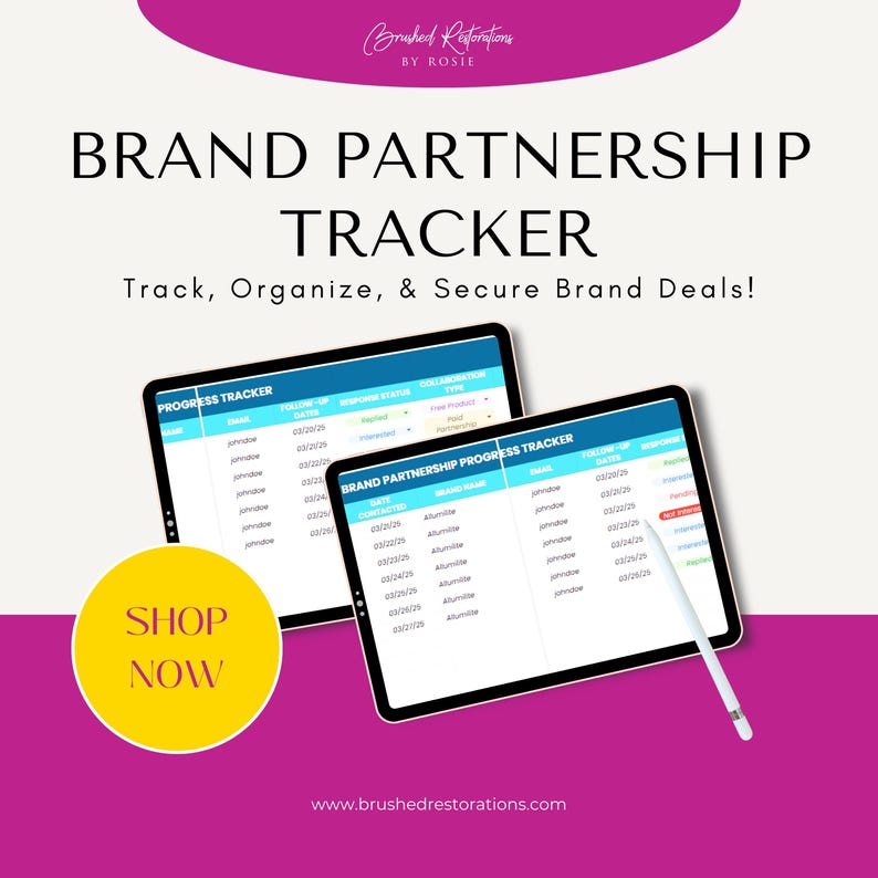 Brand Partnership Tracker | Digital Planner | Collaboration Organizer ...