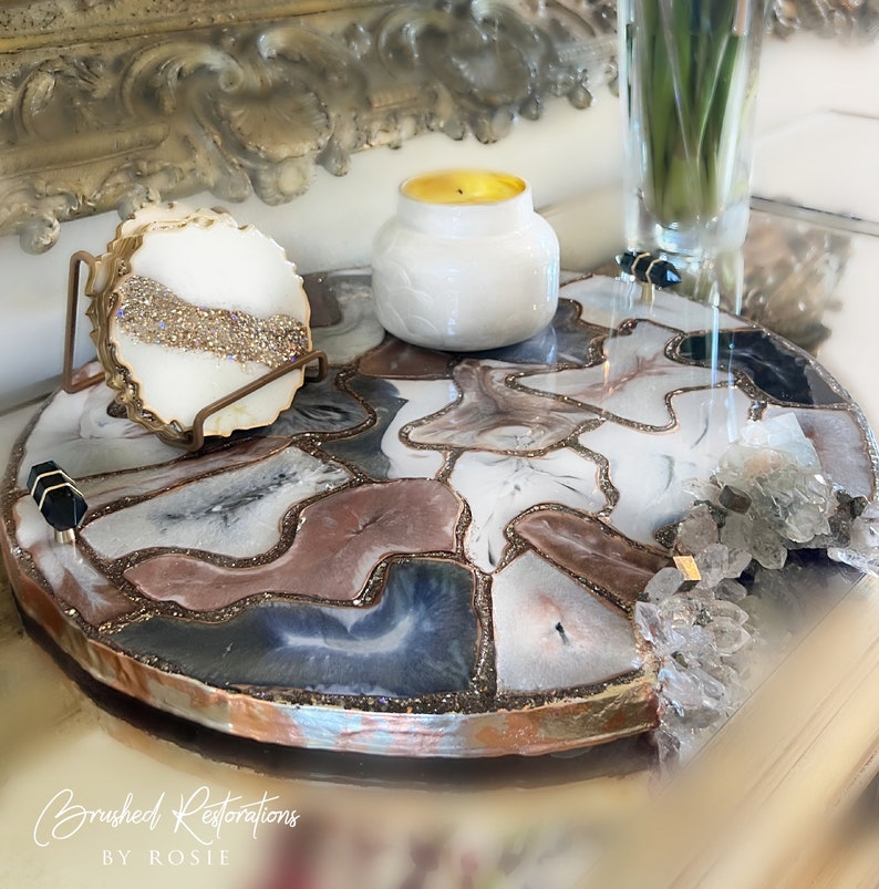Custom Luxury Handmade Geode-inspired Resin Tray | 18" Customizable ...