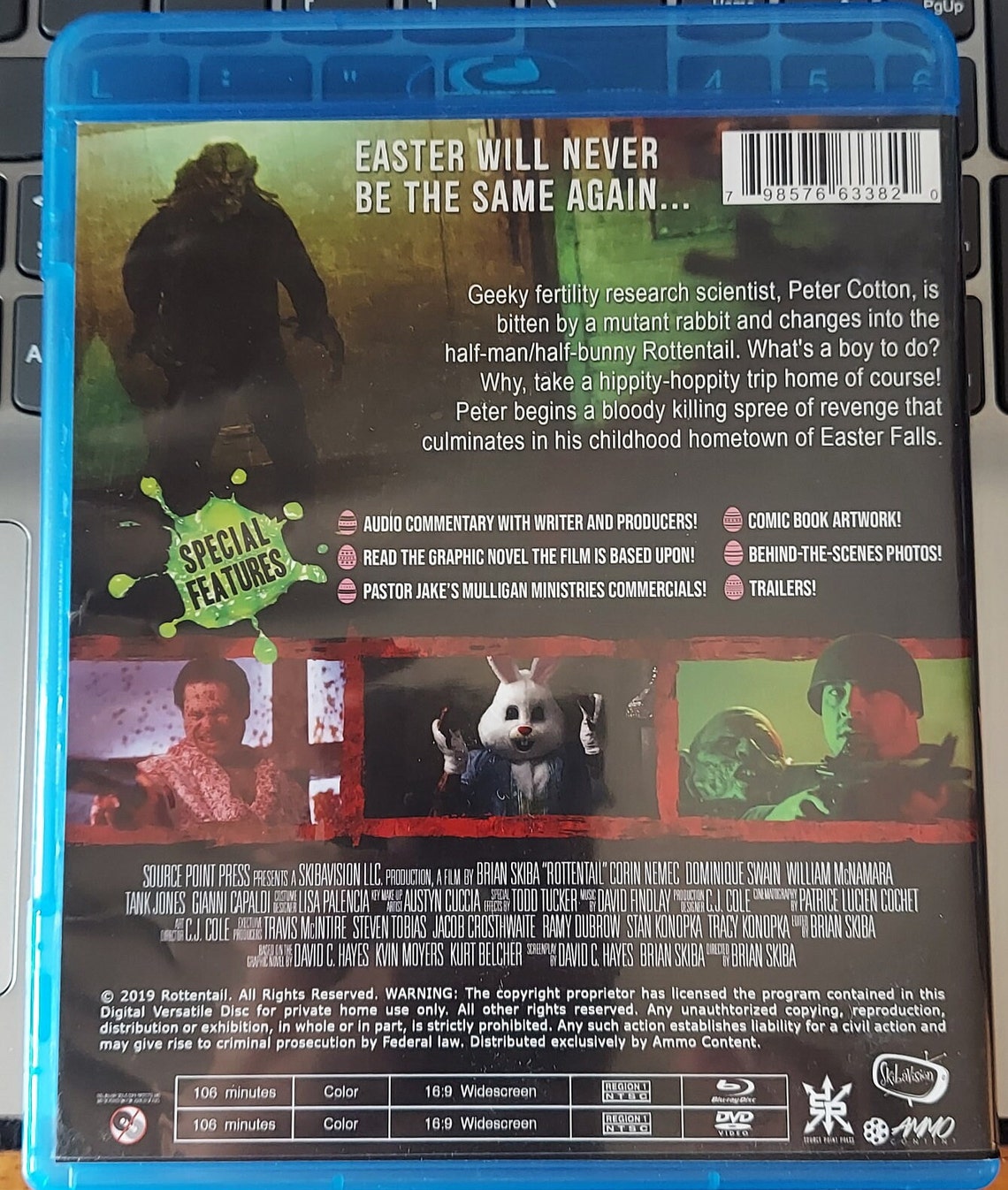 Rottentail Blu-ray DVD Combo SIGNED Horror Gore Easter Bunny Mayhem LTD ...