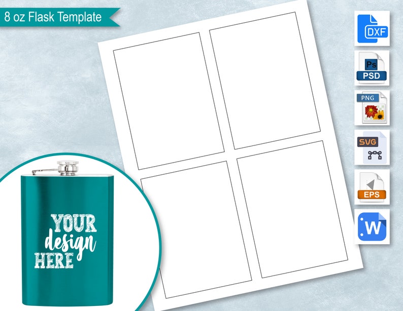 8 Oz Flask Label Template, 8oz Flask Blank Sublimation Template ...