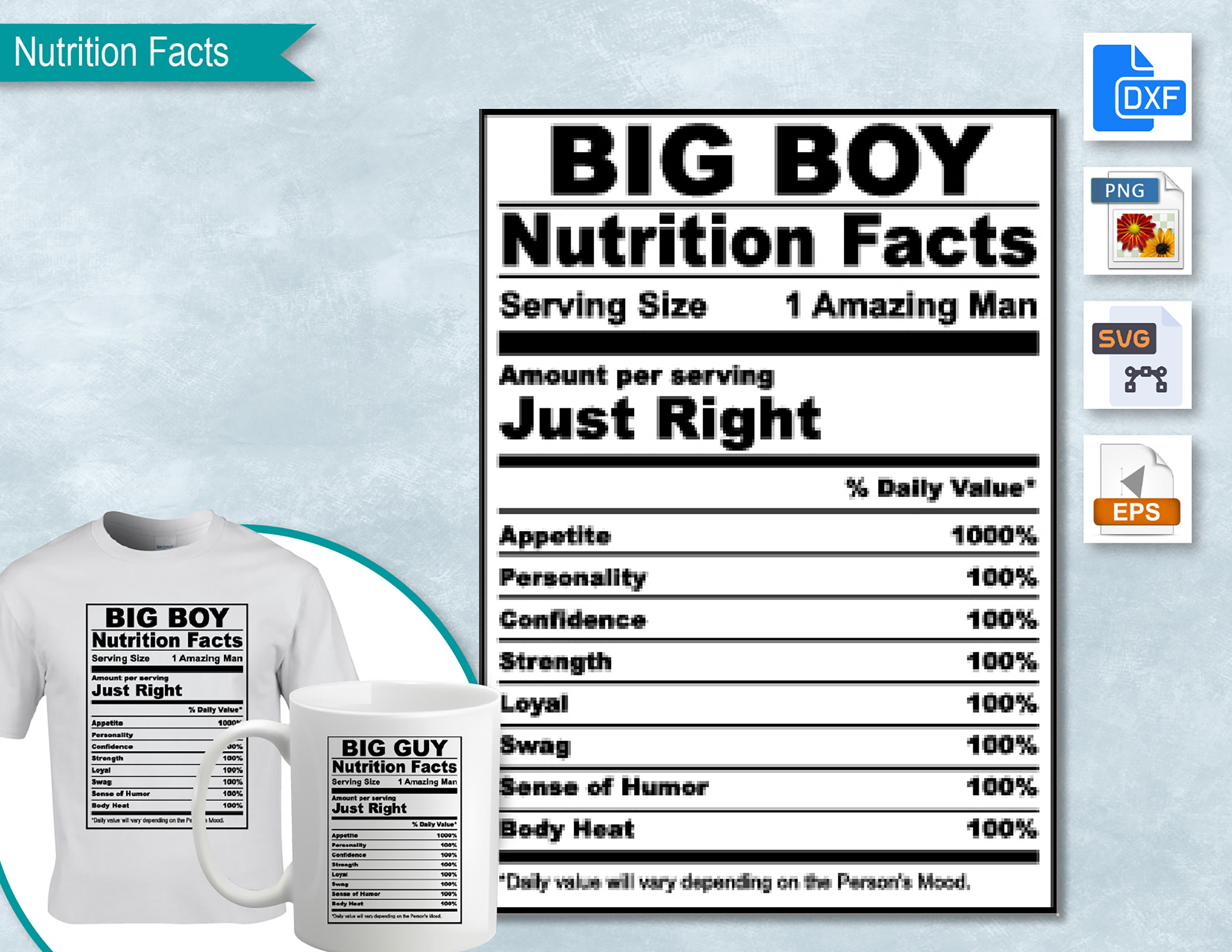 Big Guy Big Boy Nutrition Facts Big Man Father SVG Etsy Big Guy Big Boy Nutrition Facts Big Man Father SVG Etsy