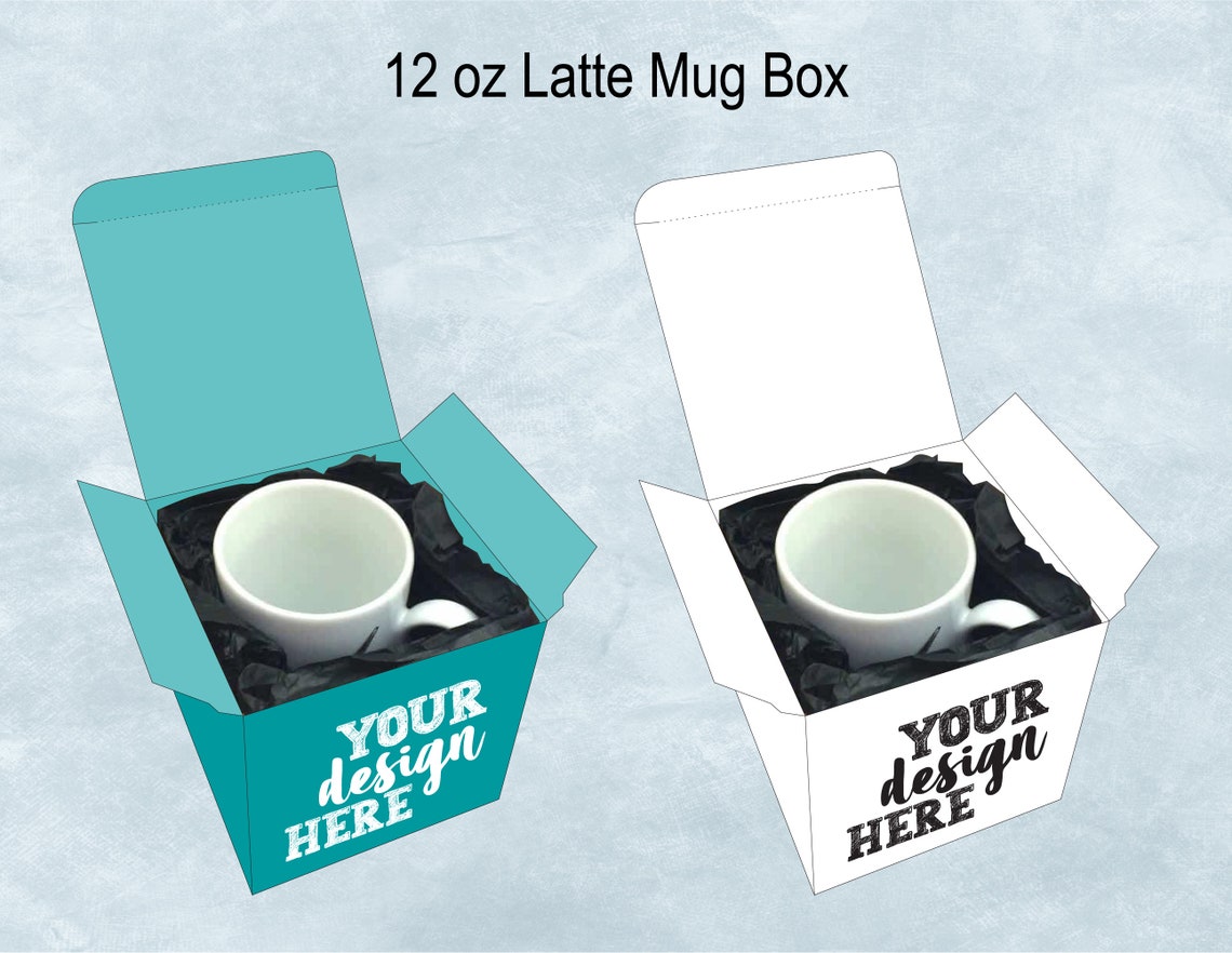 12oz Latte Mug Box Template, 11"x17" Size Sheet, Mug Gift Display Box ...