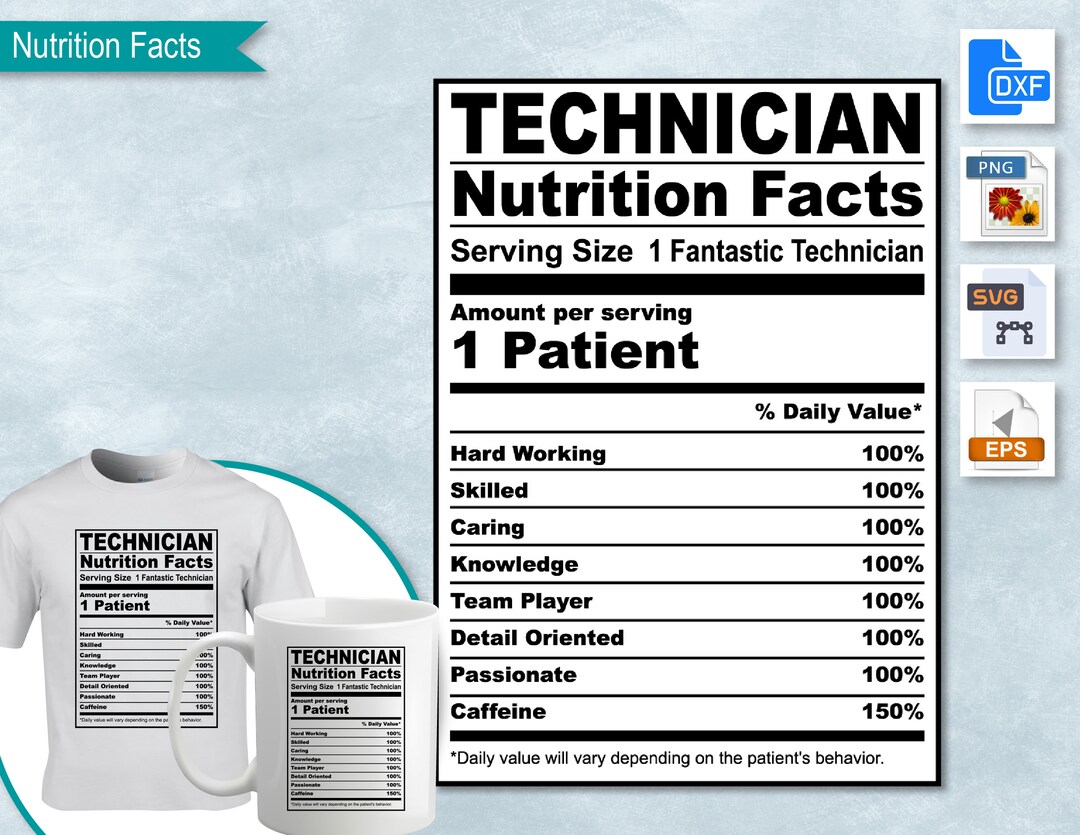 Technician Nutrition Facts, Svg Nutritional Fact Label Template ...
