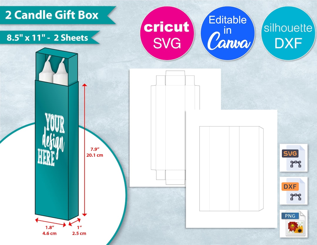 1.8" Candle Gift Box Template, 8.5"x11" Sheet, 4.6 Cm Candle Box, DIY ...