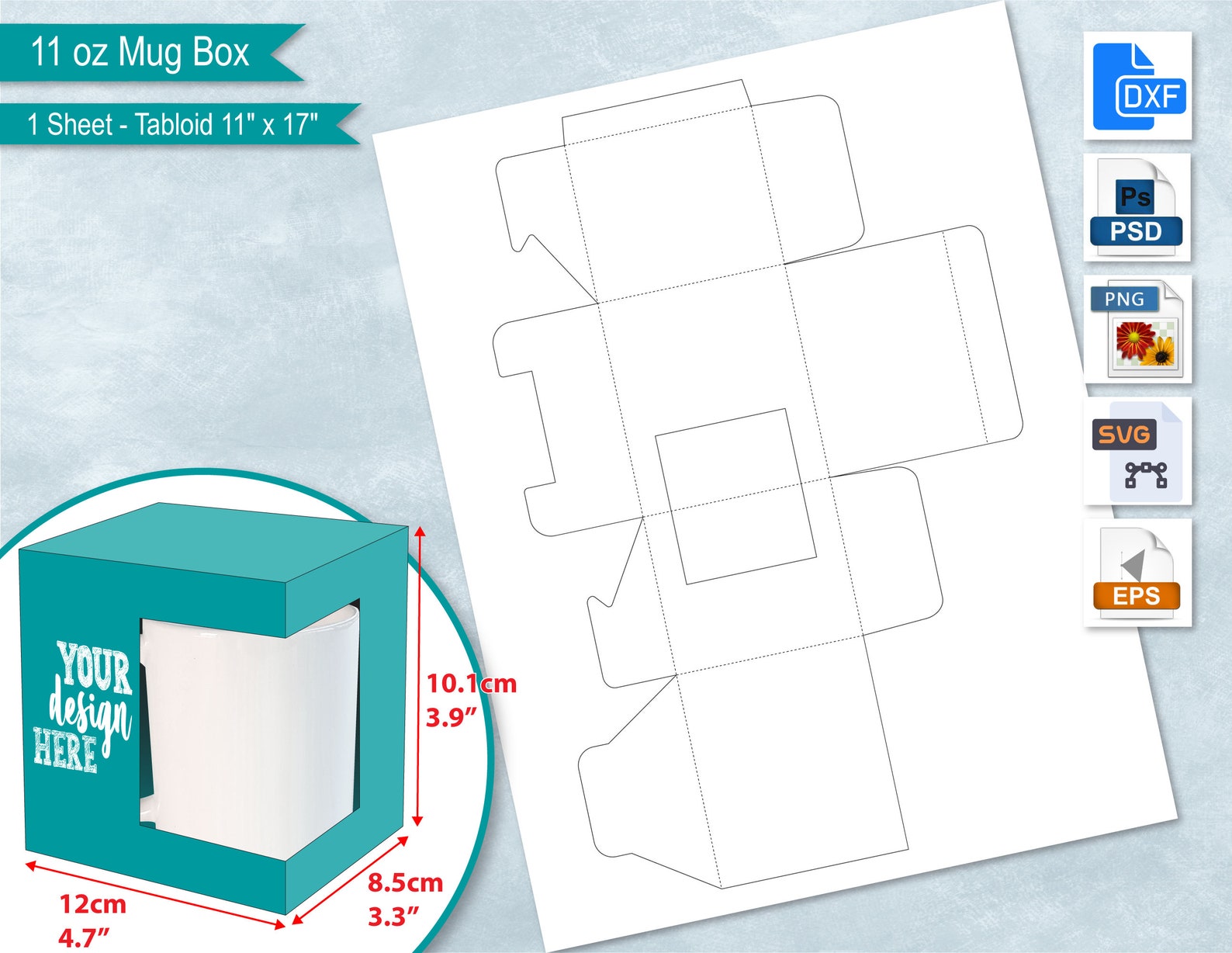 11oz Mug Box With Window Template 11x17 Size - Etsy
