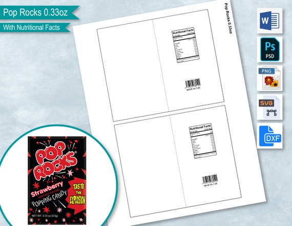 Pop Rocks Popping Candy 0.33oz 9.5g Blank Wrapper Template | Etsy