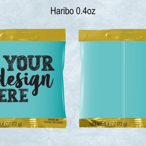 Gummy Bears 0.4oz 12g Wrapper Template, Gold Bear Sticker Label ...