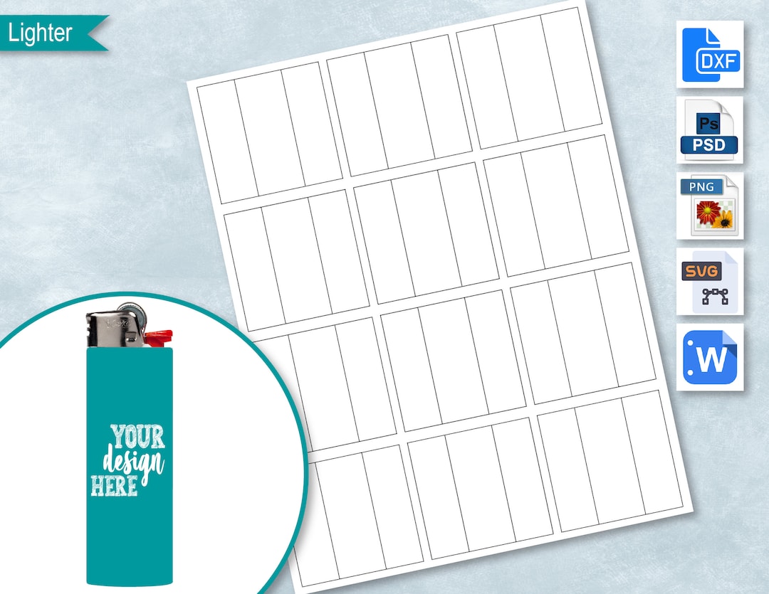Lighter Label Wrapper Template, Lighter Sticker Sleeve, DIY Lighter ...
