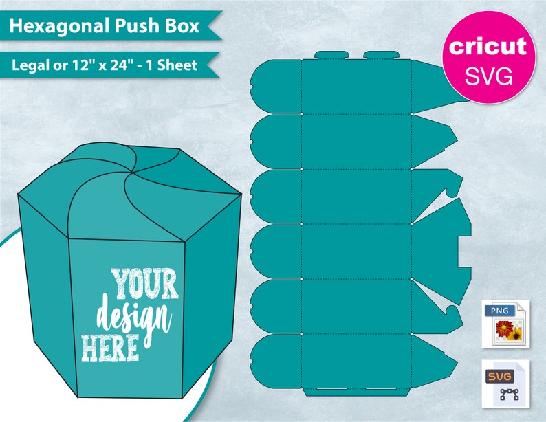 Hexagonal Tall Push Gift Box, 8.5"x14" Sheet Printable, Hexagon Gift ...