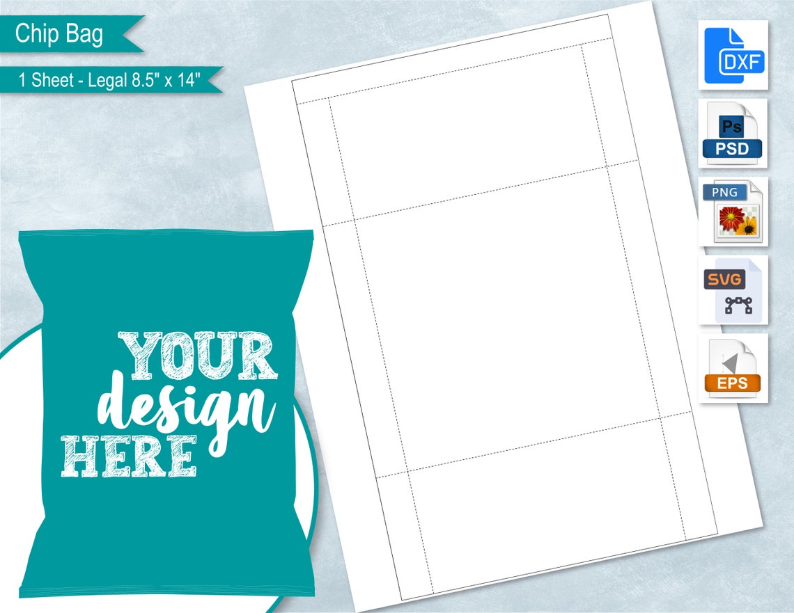 Chip Bag Template on 8.5 X 14 Sheet Chip Bag - Etsy