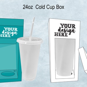 24oz Cold Cup Gift Box With Window and Lid Template 11"x17" Sheets ...