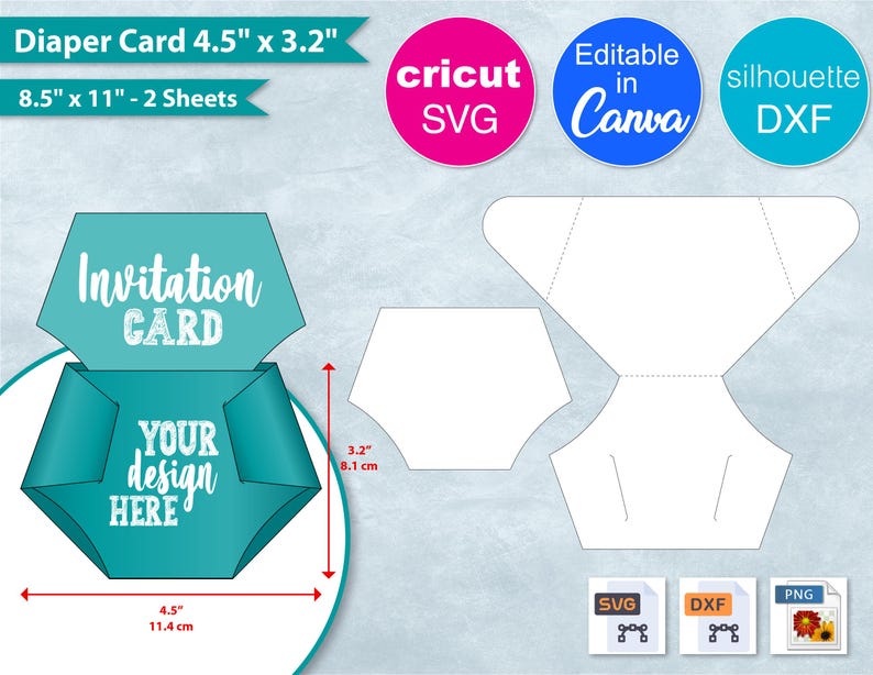 Diaper Card Blank Template, 8.5"x11" Sheet Baby Shower Diaper Party ...