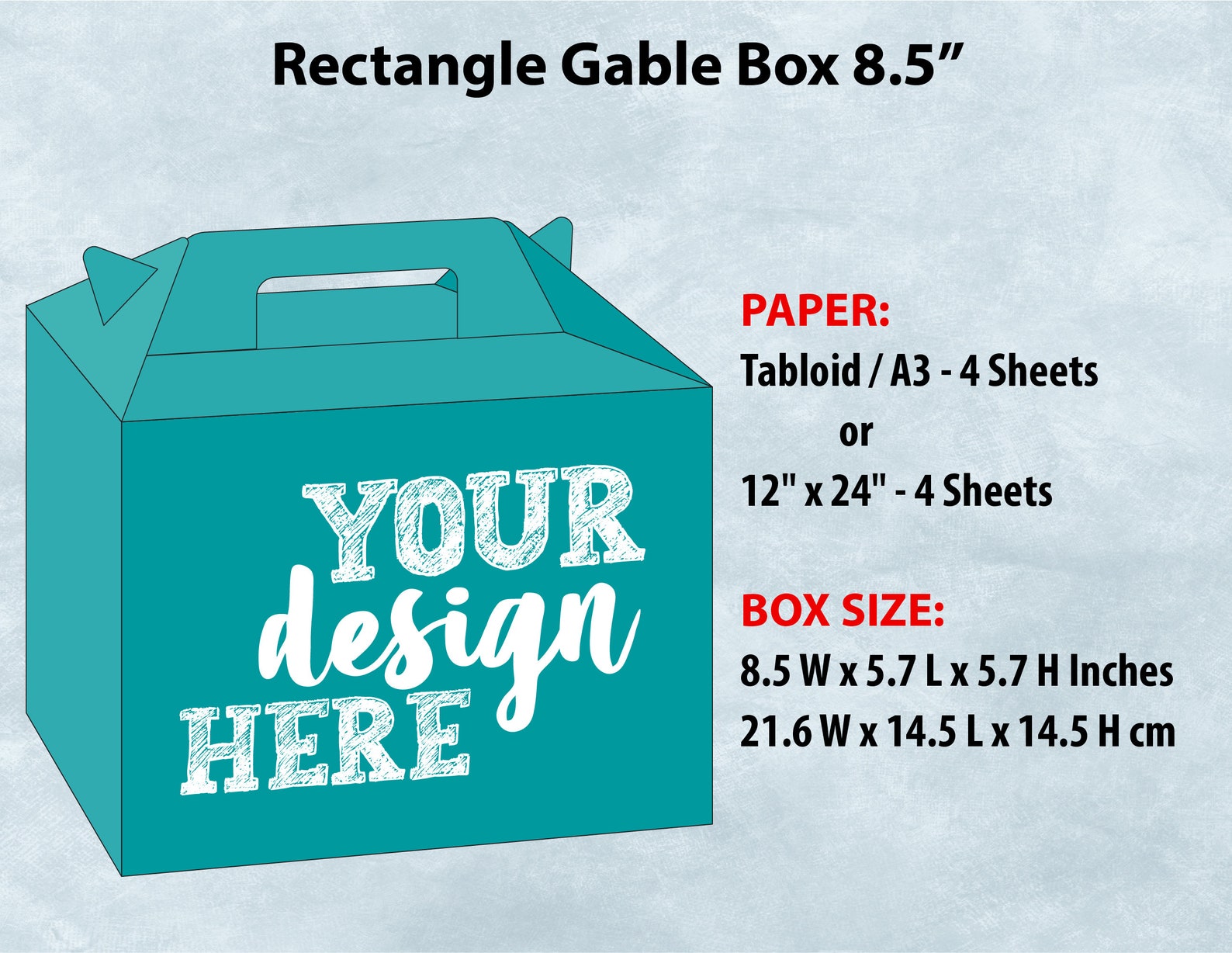 8.5" Rectangle Gable Box Template, 8.5 Inch Gable Gift Box Template ...