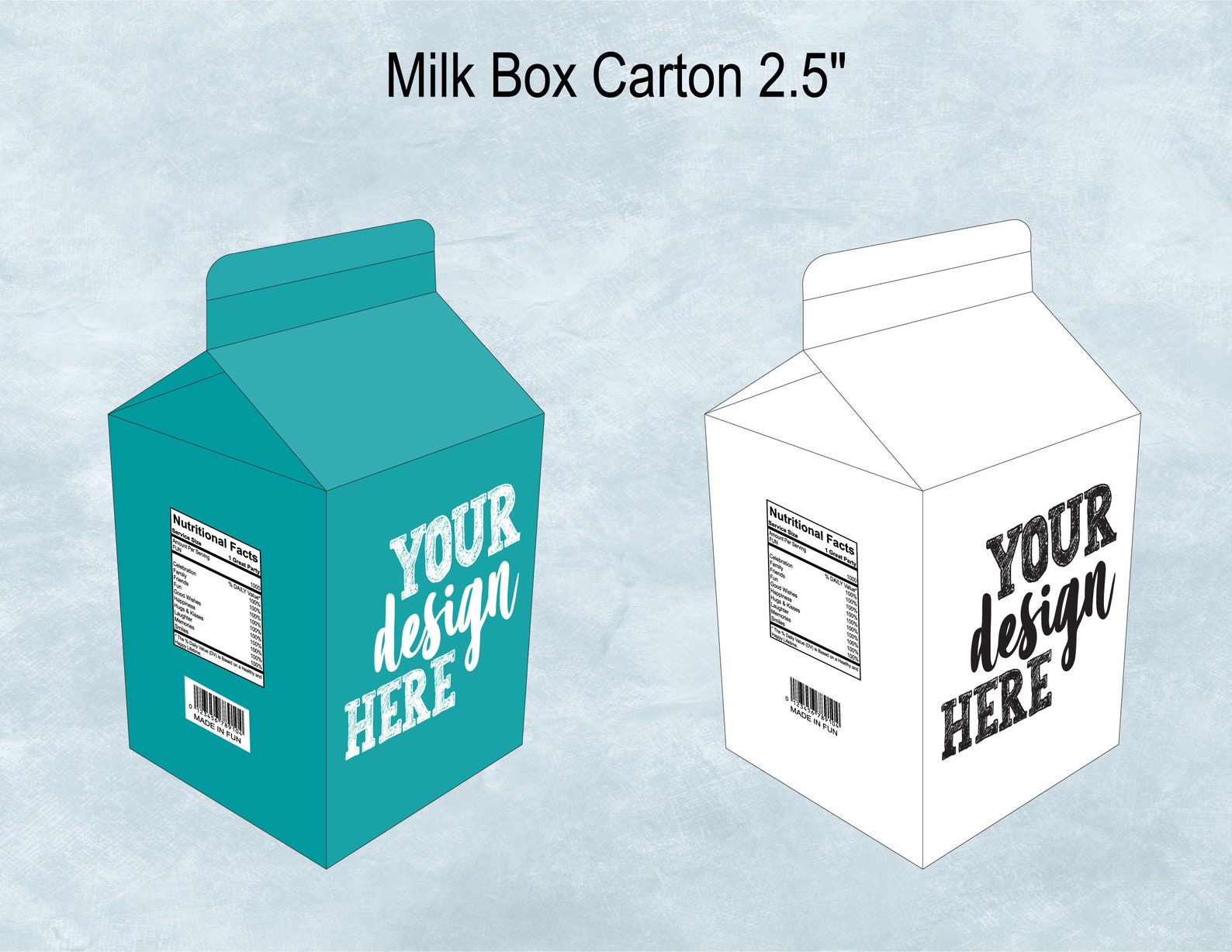 2.5" Milk Carton Gift Box Template With Nutritional Fact, 8.5"x11 ...