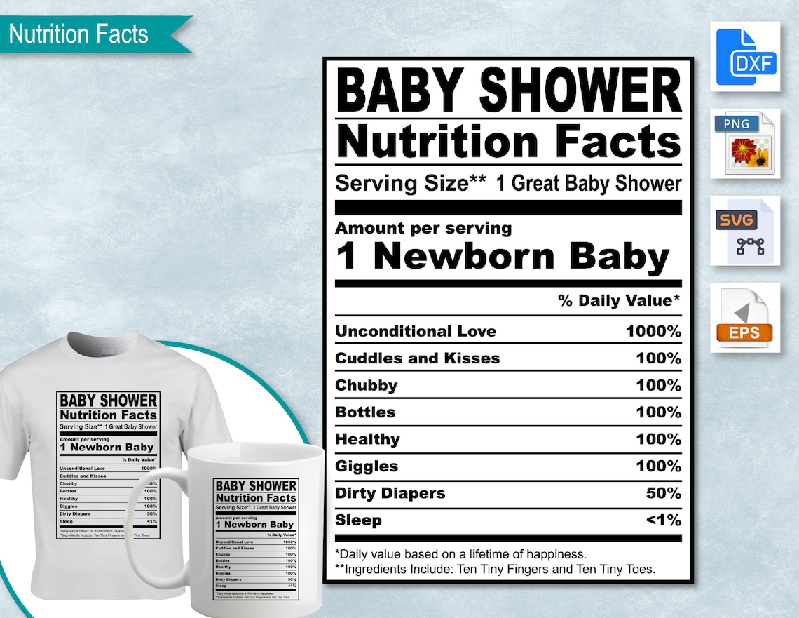 Baby Shower Nutrition Facts SVG Nutritional Fact Label - Etsy