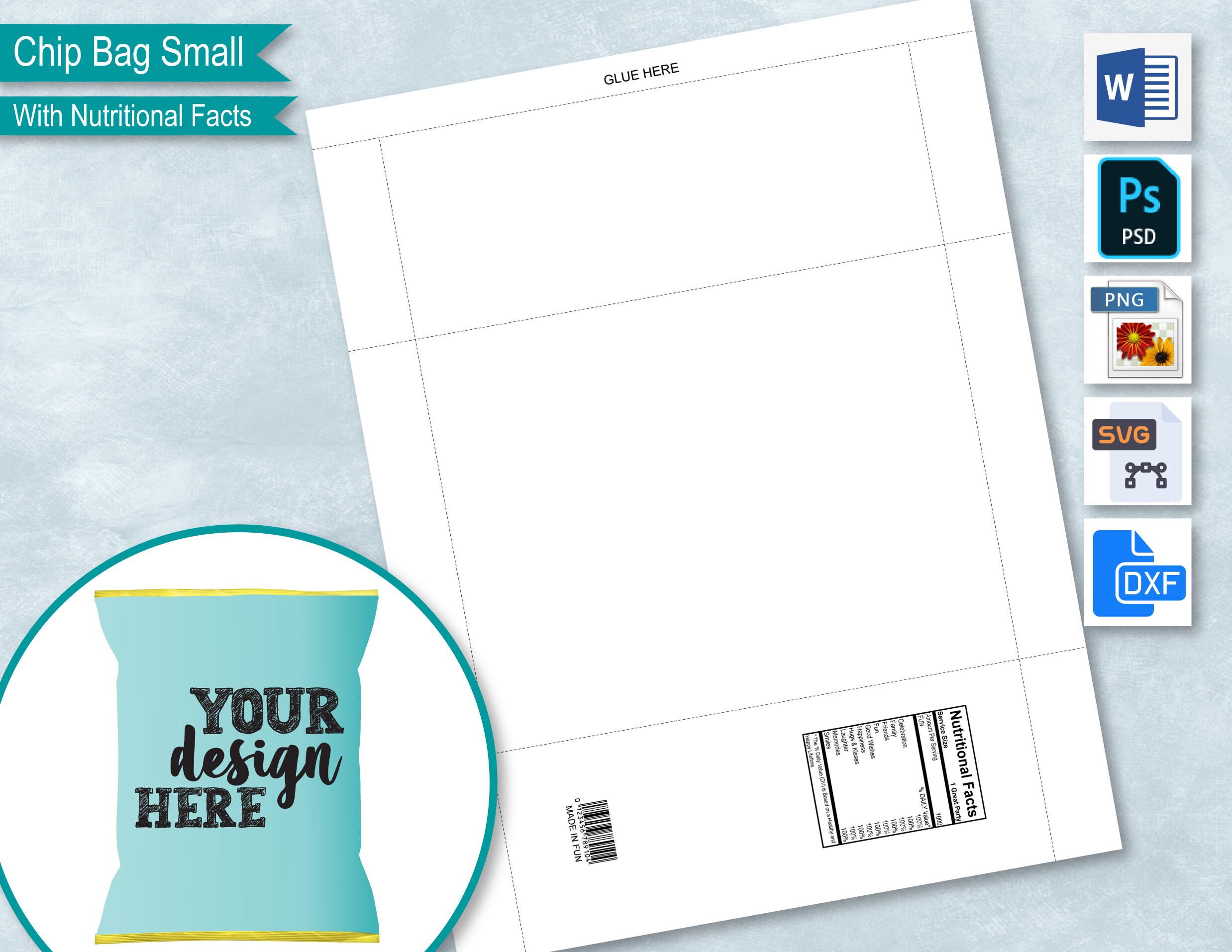 Chip Bag Template on 8.5 X 11 Sheet With - Etsy