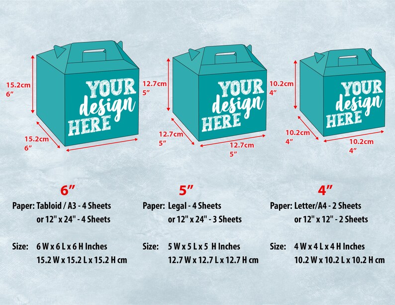 Bundle Square Gable Box Templates, 5 Sizes Gable Gift Box Templates ...