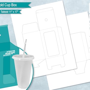 24oz Cold Cup Gift Box With Window Template 11"x17" Sheets, Venti Gift ...