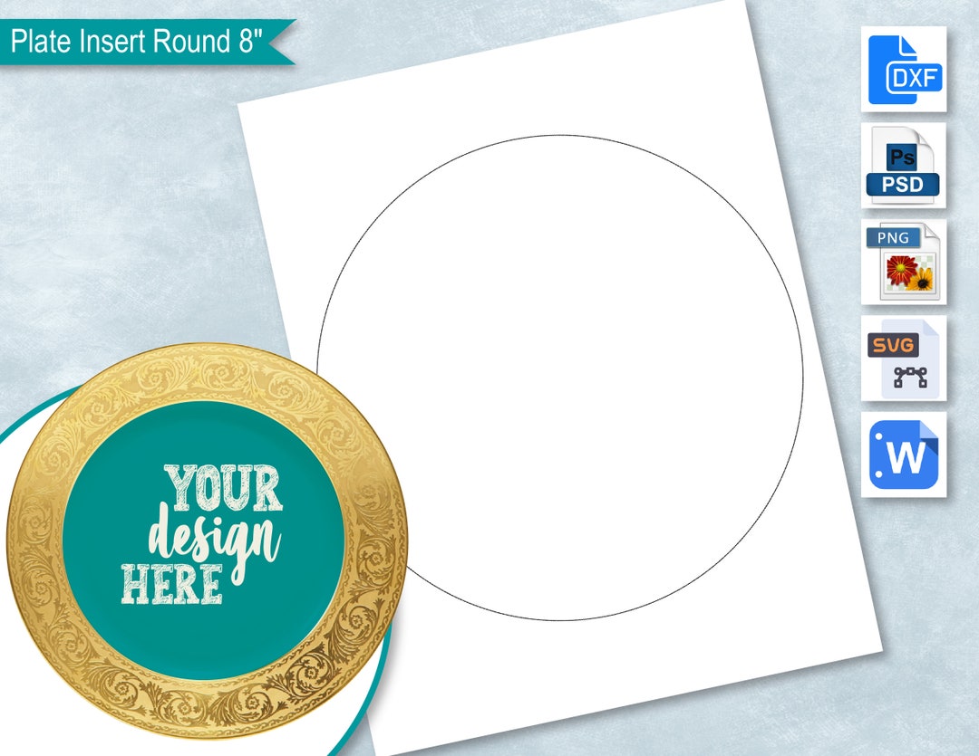 Round Blank Plate 8 Inch Insert Template, DIY Sublimation Charger ...