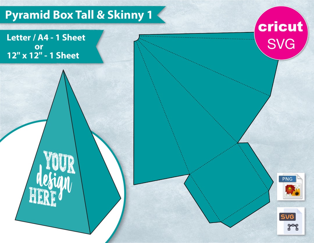 Pyramid Tall Skinny Gift Box 1, 8.5"x11" Sheet Printable, Pyramid Favor ...
