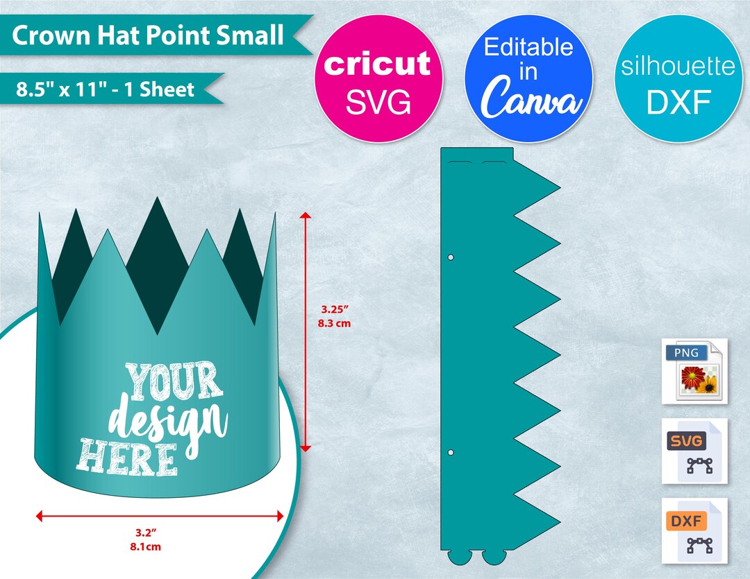 Small Crown Party Hat Blank Template, Princess Birthday Hat, No Glue ...