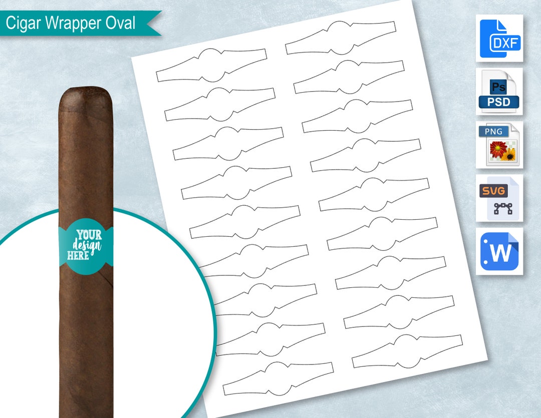 Oval Cigar Wrapper, Band, Label, Sticker, Blank Template, DIY Cigar ...