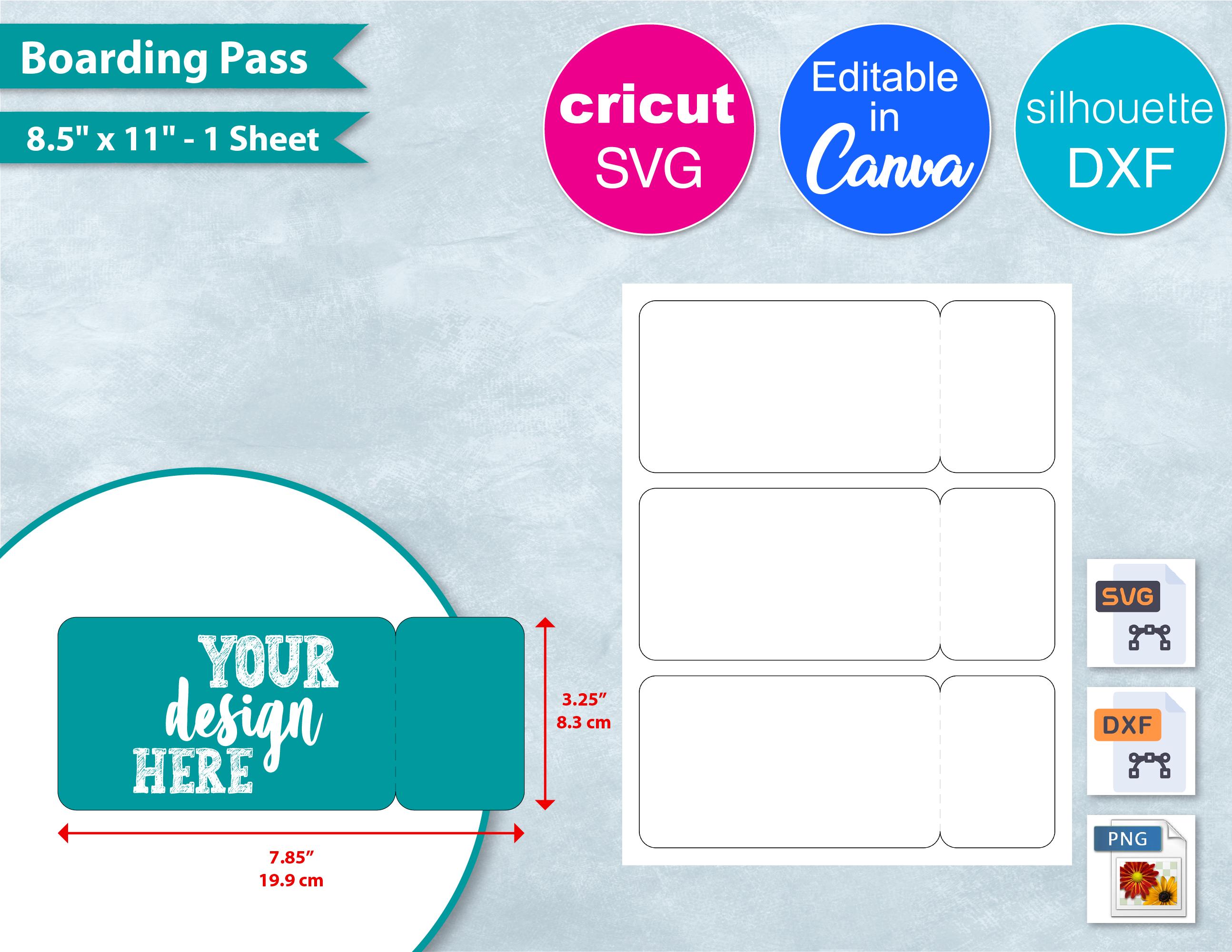 Boarding Pass Blank Template, 8.5"x11" Sheet, Custom Travel Flight Pass ...