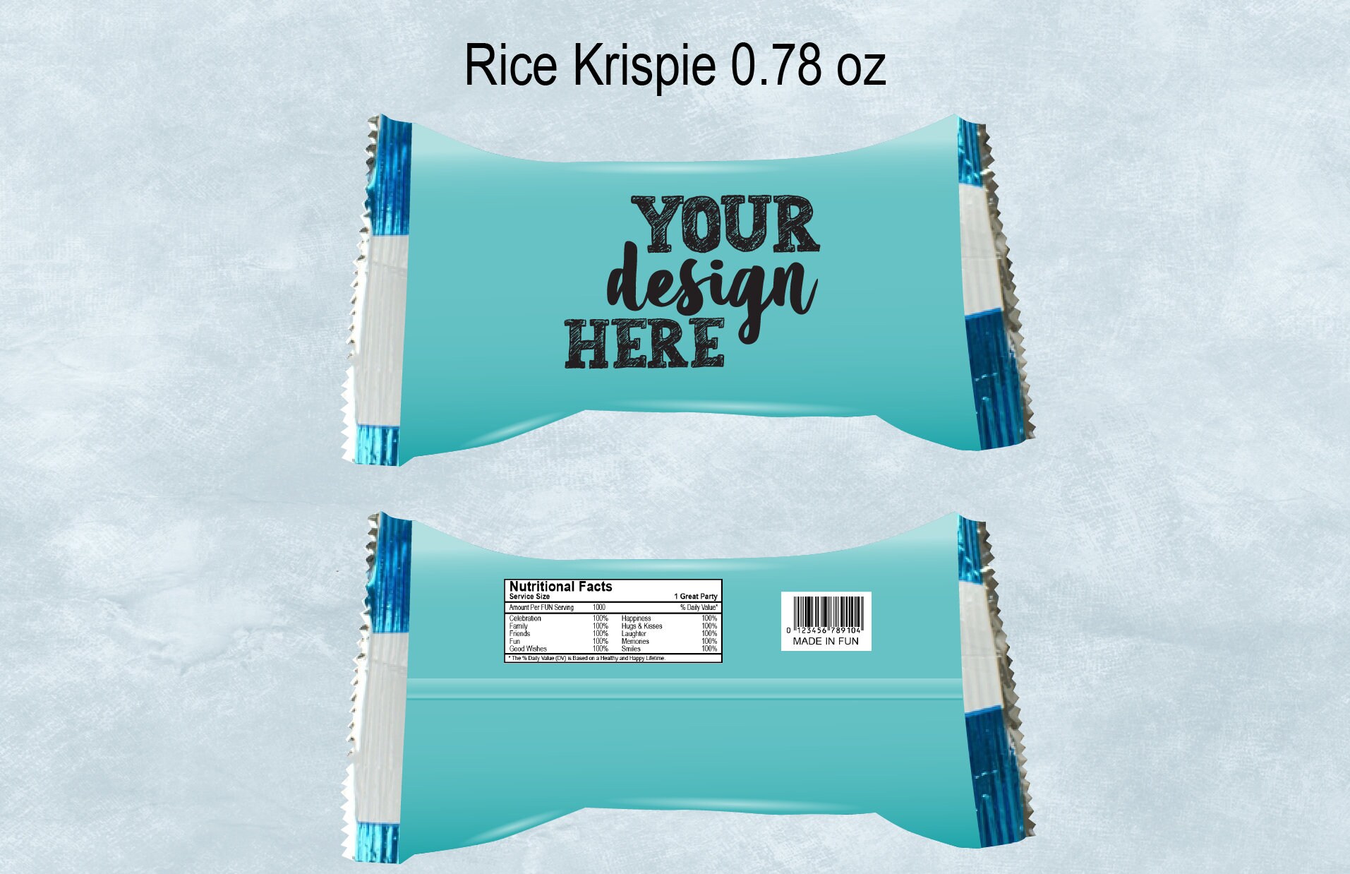 Rice Crispie 0.78oz 22g Wrapper Template Nutritional Facts, Sticker ...