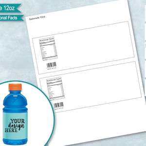Sports Drink 12oz 355ml Wrapper Template With Nutritional Facts ...