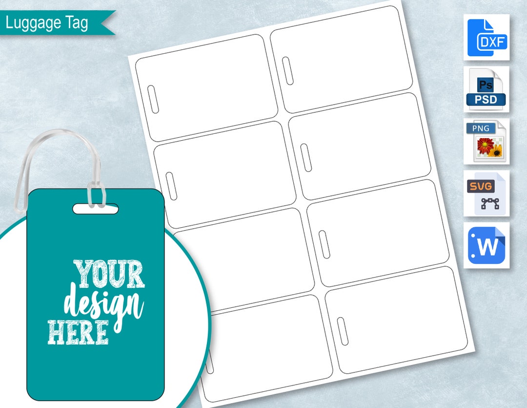 Luggage Tag Template, Work Badge Template DIY Blank Personalized Travel ...