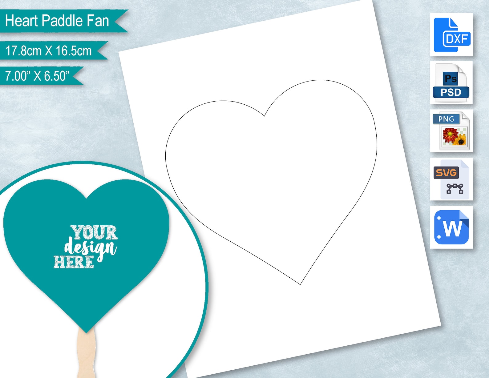 Heart Shape Paddle Fan Blank Template Church Wedding Program - Etsy