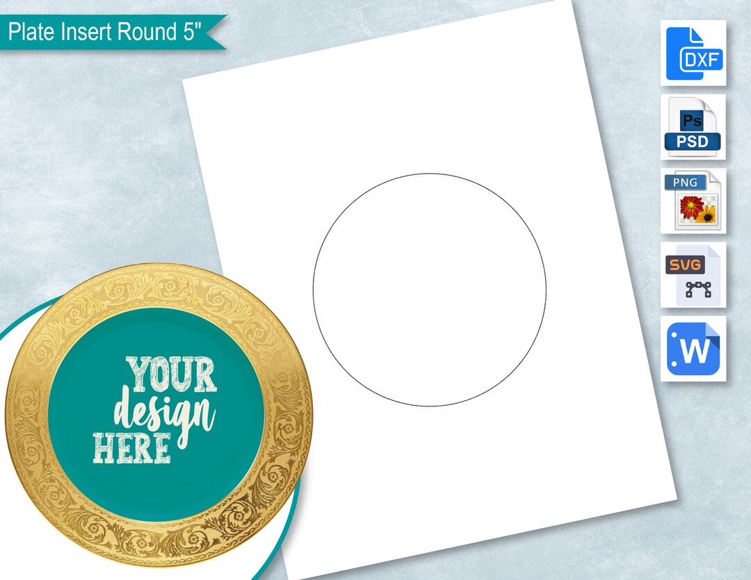 Round Blank Plate 5 Inch Insert Template, DIY Sublimation Charger ...