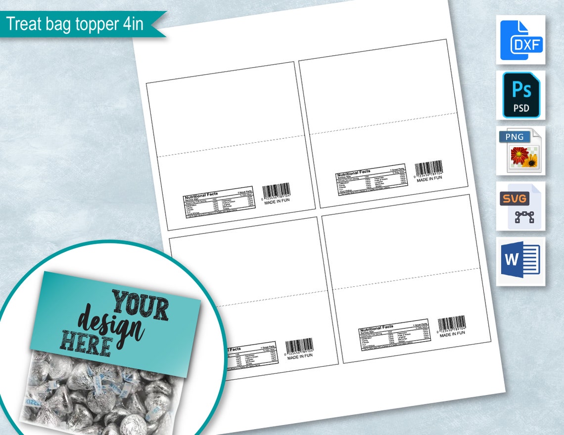 4 Inch Treat Bag Topper Blank Template With Nutritional Facts | Etsy